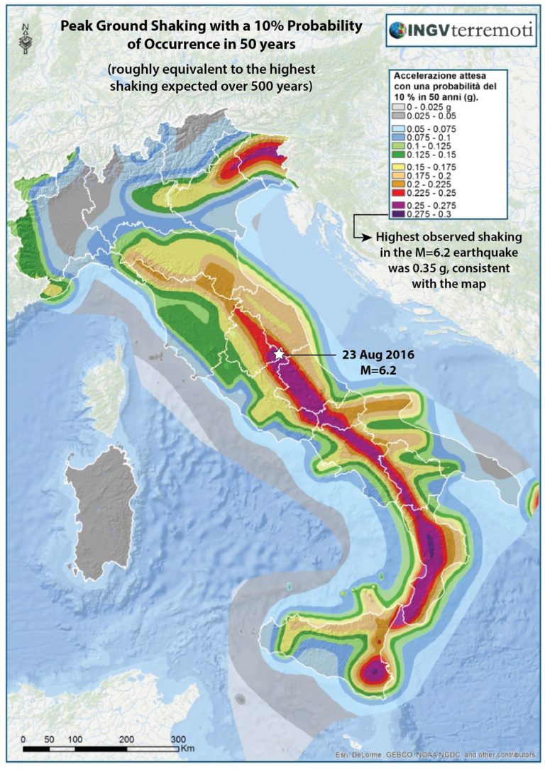 This is the national seismic hazard map of Italy, produced by the INGV ...