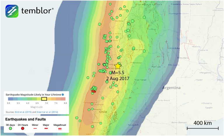 M=5.5 earthquake shakes Chile’s capital city of Santiago - Temblor.net