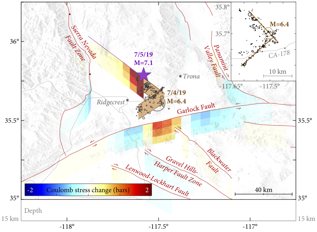 Magnitude 7.1 earthquake rips northwest from the M6.4 just 34 hours ...
