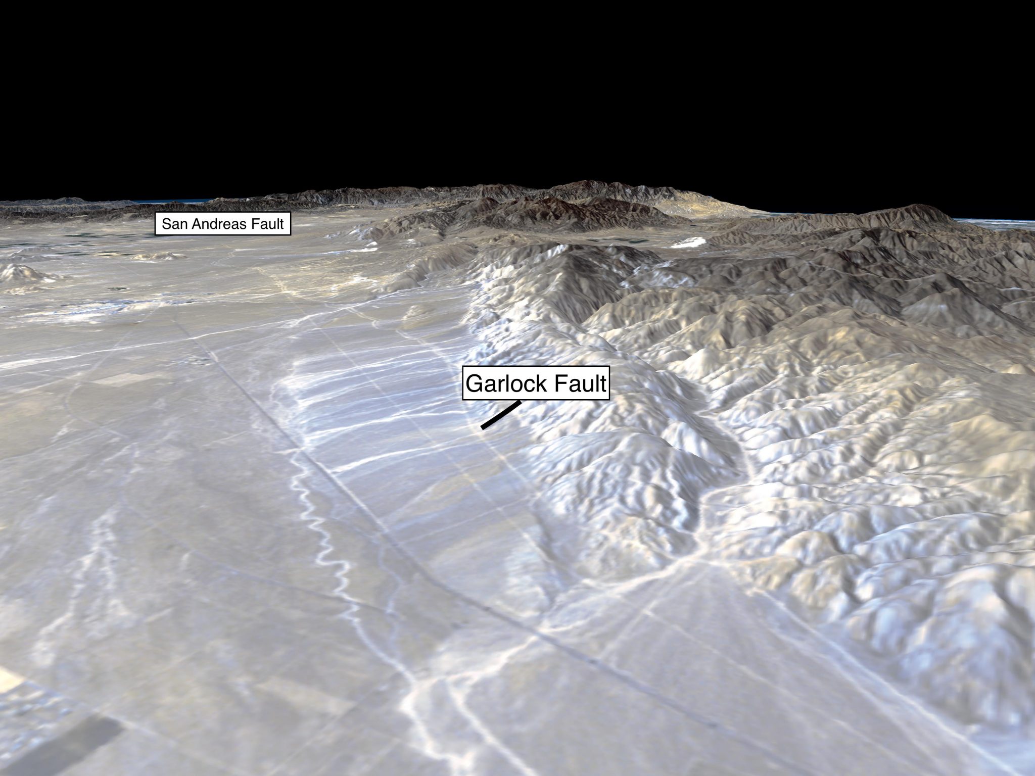 The Garlock fault runs along the foot of the Sierra Nevada Mountains at ...