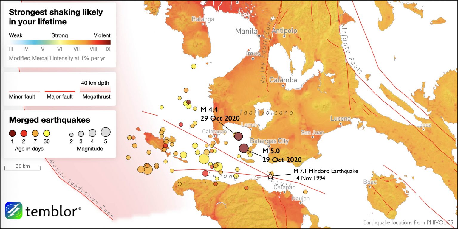 Two moderate quakes rattle Batangas City - Temblor.net