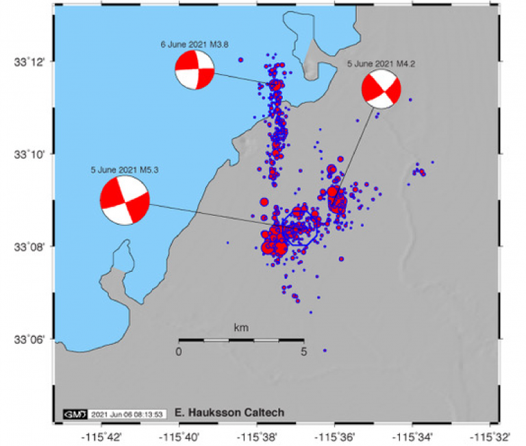 Figure 4. Map showing ~1,000 earthquakes recorded by the Caltech/USGS ...