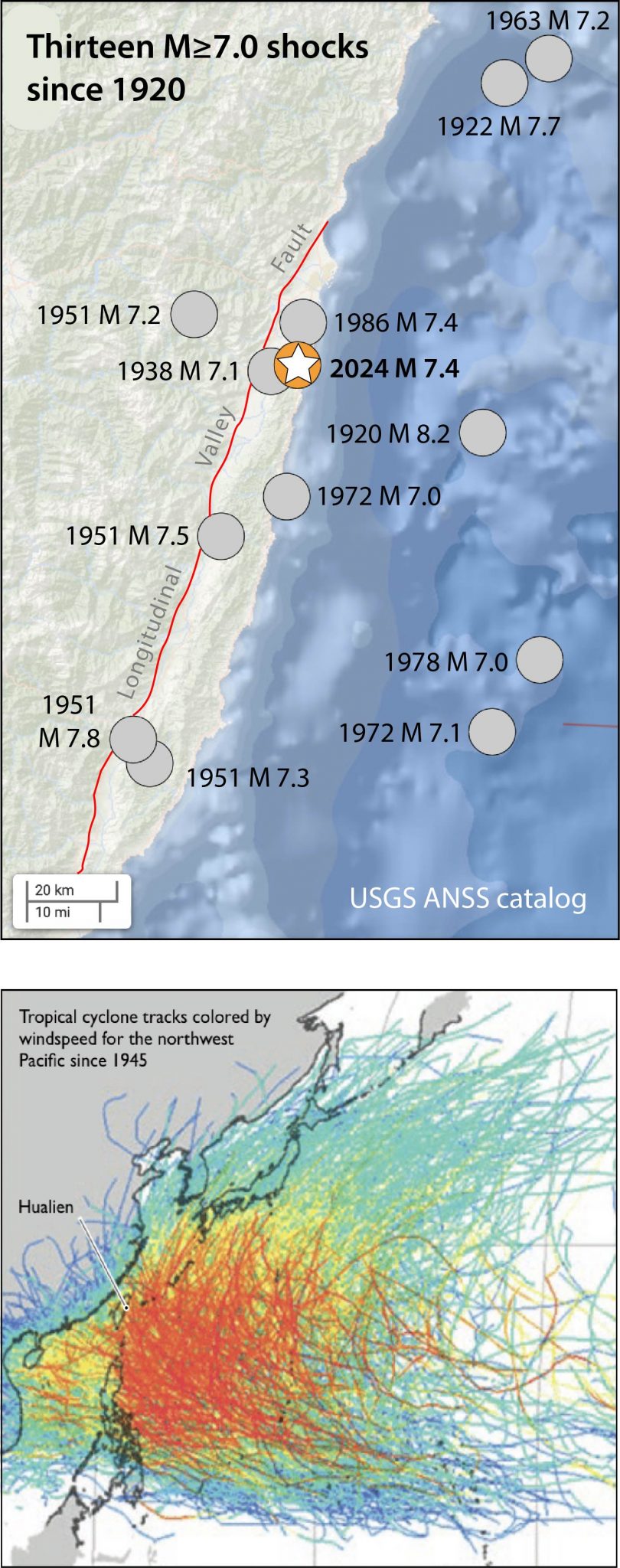 Magnitude 7.4 shock ruptures a fault in the Longitudinal Valley of ...