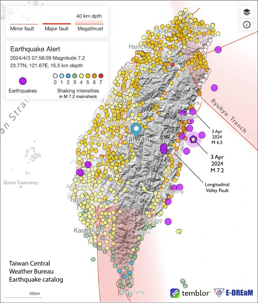 Magnitude 7.4 shock ruptures a fault in the Longitudinal Valley of ...