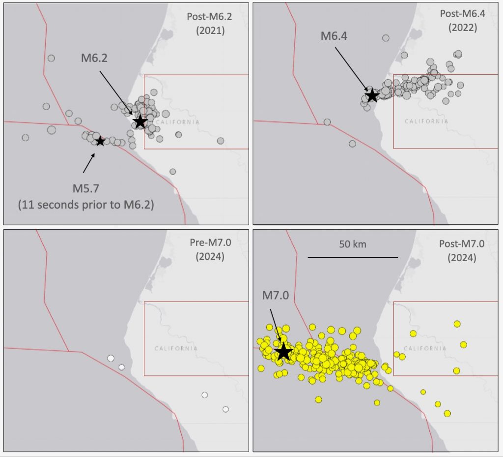 Figure 6. Seismic activity in Northern California. Each panel ...