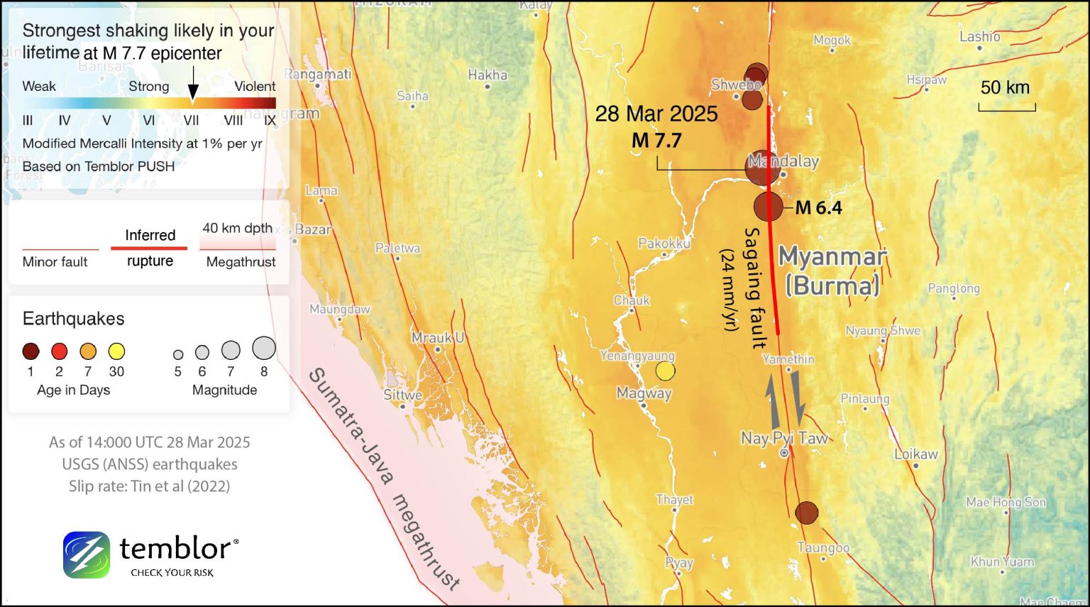 Magnitude 7.7 earthquake strikes near Mandalay, Myanmar - Temblor.net